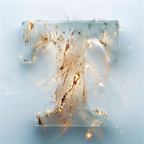 Elegant Frosted Glass T Monogram With Glowing Gold Accents Monogram Playground