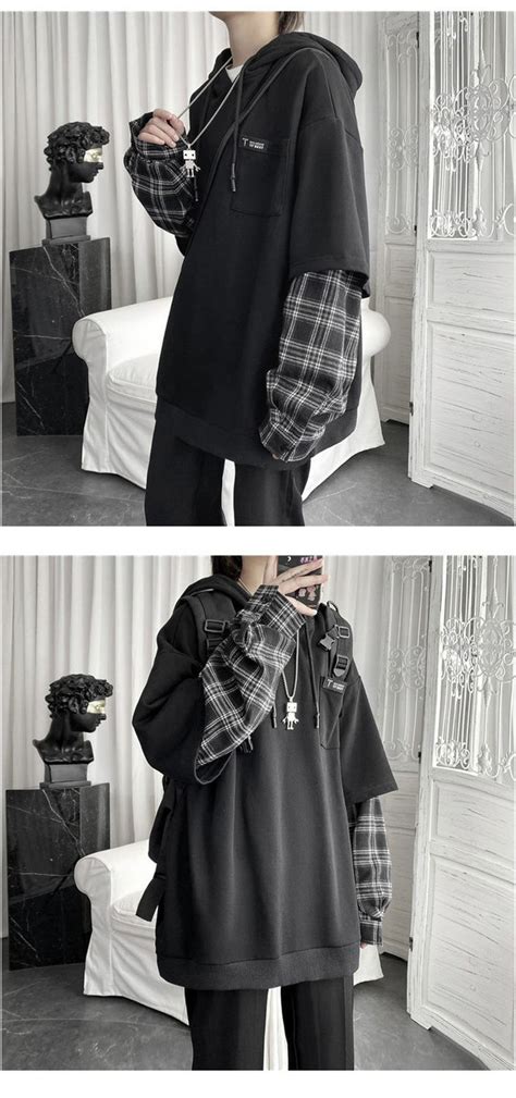 Deeptown Vintage Hoodie Women Streetwear Oversized Sweatshirt Punk Long