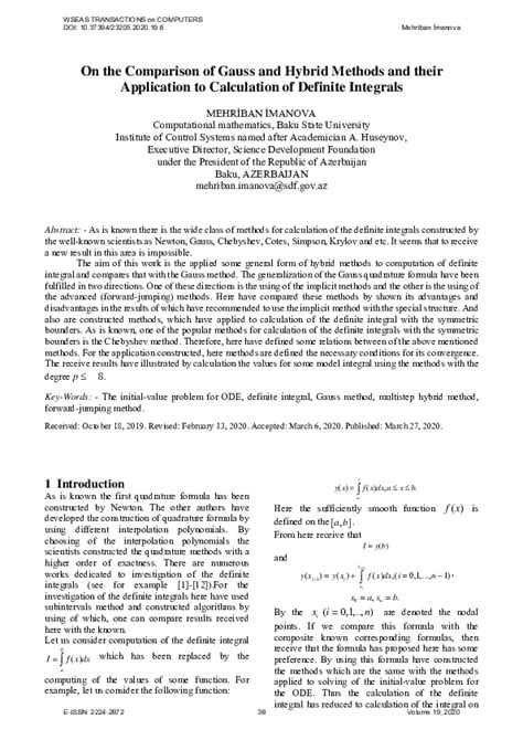 Pdf On The Comparison Of Gauss And Hybrid Methods And Their Application To Calculation Of