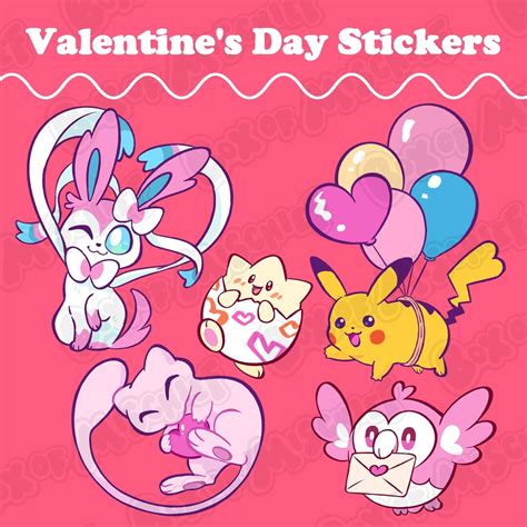 Pokemon Valentines Day Cute Digital Stickers Goodnotes Love