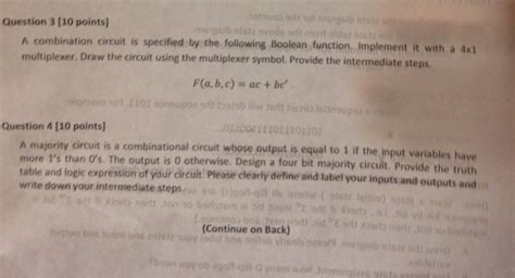 Solved A Combination Circuit Is Specified By The Following