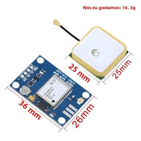 Módulo Gps Neo 6m Gy Neo6mv2 Com Antena Controle De Vôo Para Arduino