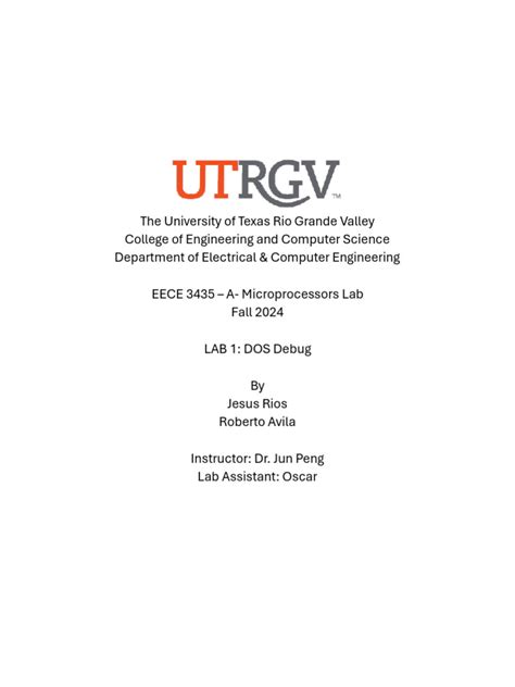 Eece3425 Lab001 Report Dos Debug Pdf