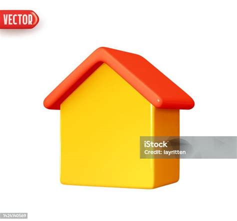 집 현실적인 3d 디자인 요소 플라스틱 만화 스타일에서 추상적 인 작은 집 아이콘은 흰색 배경에 고립되어 있습니다 벡터 일러스트 레이 션 0명에 대한 스톡 벡터 아트 및