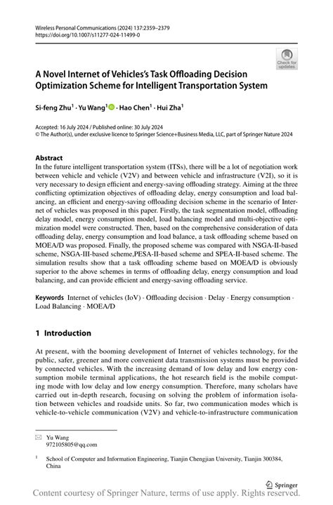 A Novel Internet Of Vehicless Task Offloading Decision Optimization Scheme For Intelligent