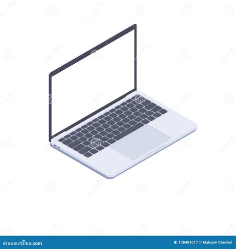 Isometric Laptop With Blue Gradient Screen Isolated On White Backgroundrealistic Modern 3d