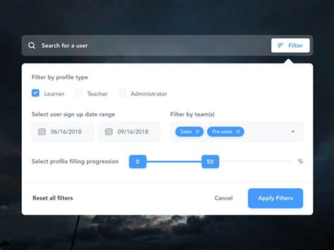 Search Filter Dropdown by Arnaud Mazé on Dribbble
