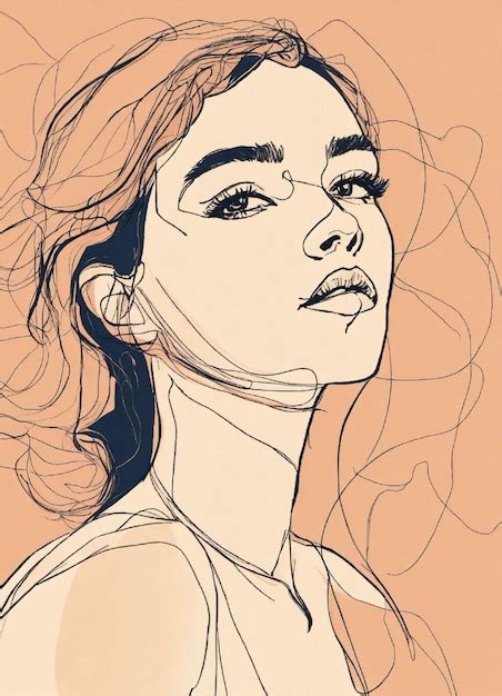 여성 라인 아트 프리미엄 사진