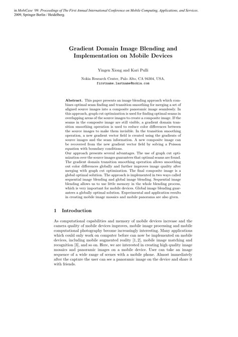 Pdf Gradient Domain Image Blending And Implementation On Mobile Devices