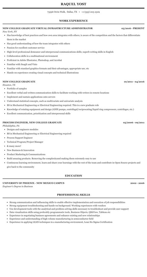 New Graduate Resume