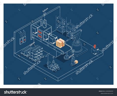 3d Isometric Automated Warehouse Robots Smart Stock Vector Royalty Free 2240296593 Shutterstock