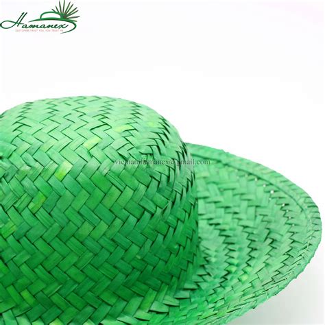 Straw Hat Summer Basic Style Sea Grass Hat Dyed Green Model Ha260