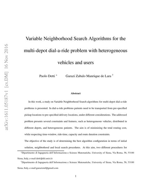 Variable Neighborhood Search Algorithms For The Multi Depot Dial A Ride