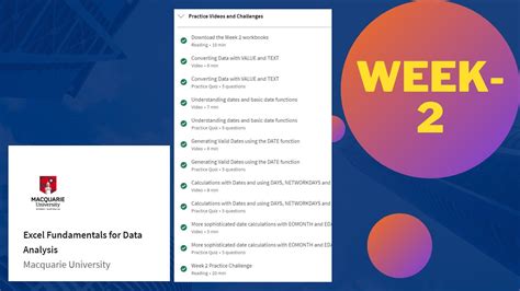 Excel Fundamentals For Data Analysis Macquarie University Week 2 Quiz Answer Coursera Youtube