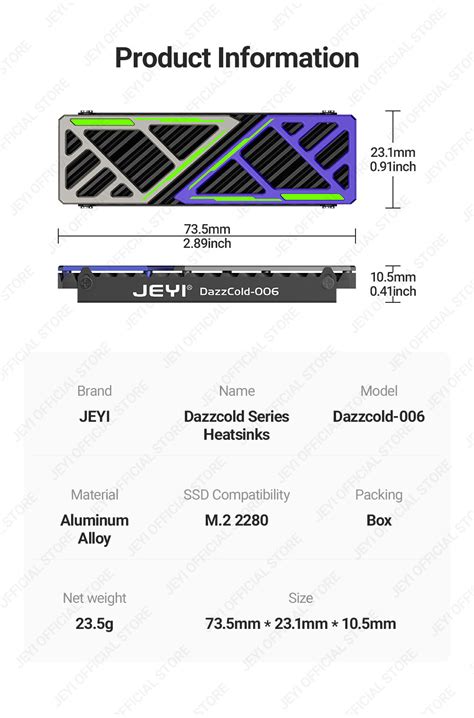 Jeyi Cooling Slot Dazzcold M2 Ssd Heatsink 2280 Nvme Ngff Radiator