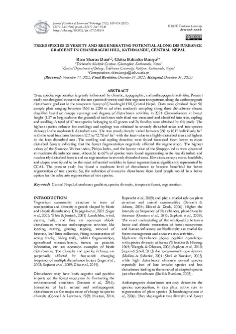 Pdf Tree Species Diversity And Regenerating Potential Along Disturbance Gradient In