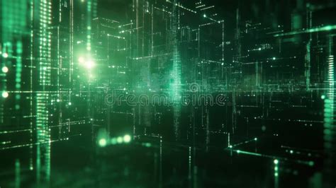 Green Digital Grid Abstract Background Artificial Intelligence And Technology Data Visualization