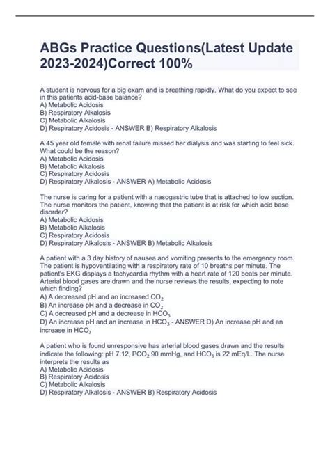 Abgs Practice Questions Latest Update Correct 100 Abg Stuvia Us