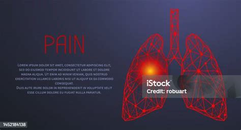 고통스러운 부위가있는 다각형 폐 인간의 호흡기 기관 기관지염 폐렴 진단 개념에 대한 스톡 벡터 아트 및 기타 이미지 개념