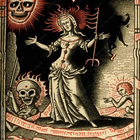 Evil Satanic Ritual For Summon Demon In Antique Medieval Manuscript
