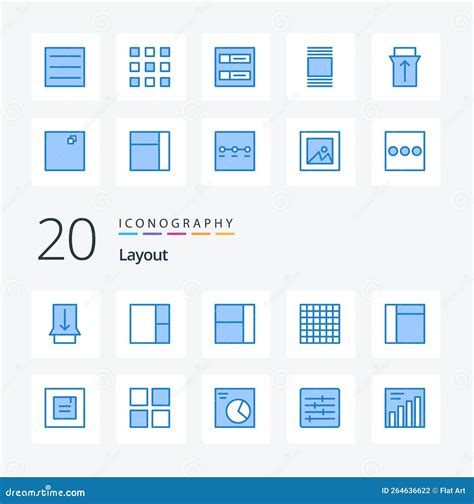 20 Layout Blue Color Icon Pack Like Layout Grid Thumbnails View Touch Stock Vector