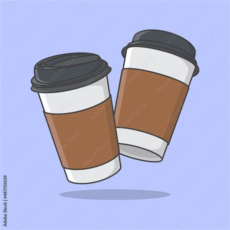 Disposable Coffee Cup Cartoon Vector Illustration Coffee Cup Flat Icon