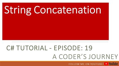 C Tutorial Episode 19 String Concatenation Youtube