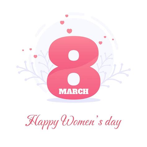 International Womens Day 8 March Card Pink And Purple Colors Flat