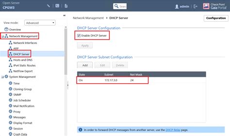 Checkpoint Enable Dhcp Server And Dhcp Options 66 67 Networking Lab