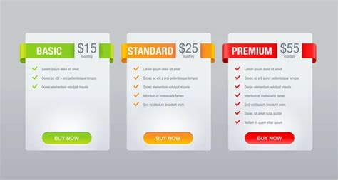 Tariff Comparsion Table Web Chart Template Stock Vector Image By ©dmitrynew83 531230340