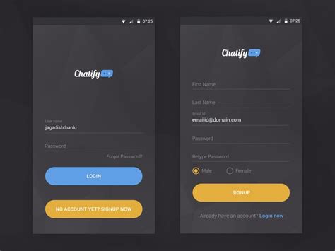 Simple Login Signup For Android Dark Theme Signup Mobile Login App Template