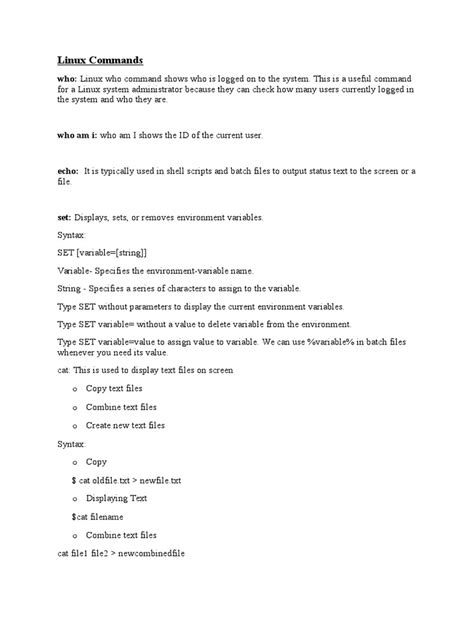 Linux Commands Pdf Filename Computer File