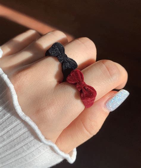 11할인 타임특가 알러지 변색no 키치 벨벳 리본 반지 악세사리 오픈링 우정템 커플링 No1283 에이블리