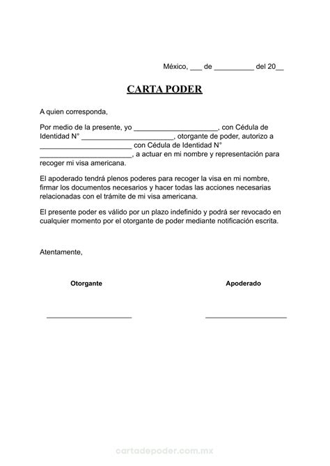 Carta Poder Para Recoger Visa Americana 2025 ️
