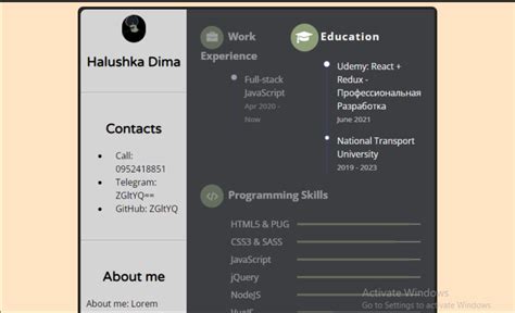HTML Resume Templates Demo Free Code