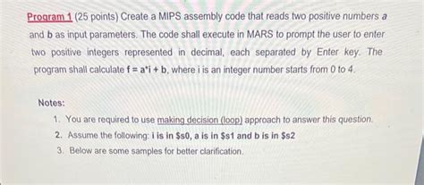 Solved Program 1 25 Points Create A Mips Assembly Code