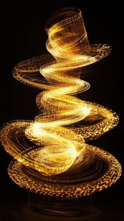 Golden Light Trails Abstract Swirling Spiral Stock Illustration