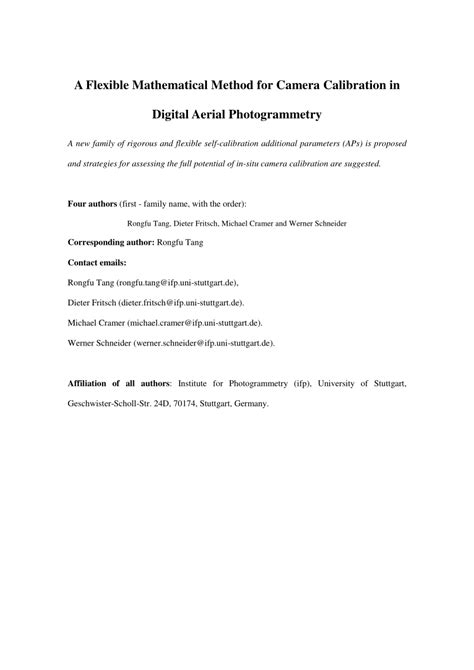 pdf a flexible mathematical method for camera calibration in digital