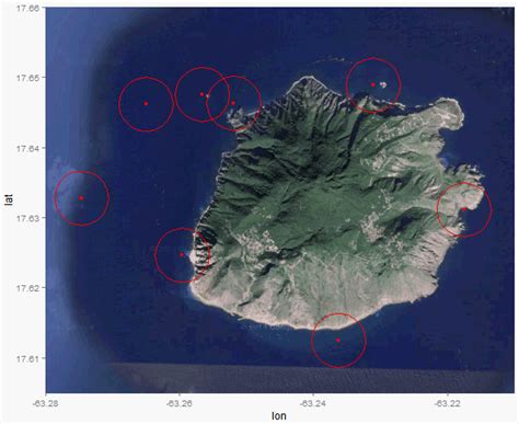 R Plot Circle With A Certain Radius Around Point On A Map In Ggplot2 Stack Overflow