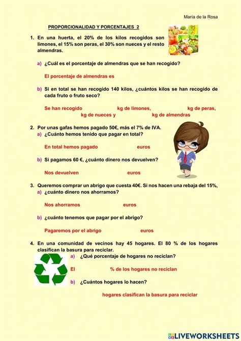 Proporcionalidad 2 Activity Live Worksheets