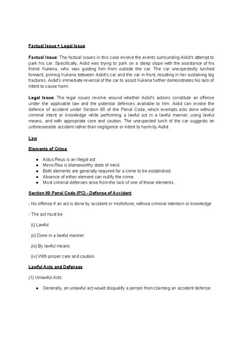 Tuto Criminal Week11 Factual Issue Legal Issue Factual Issue The