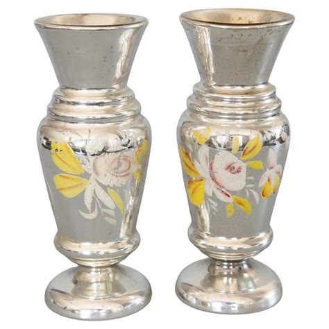 Pair Of Large 19th Century English Silvered Mercury Glass Vases For