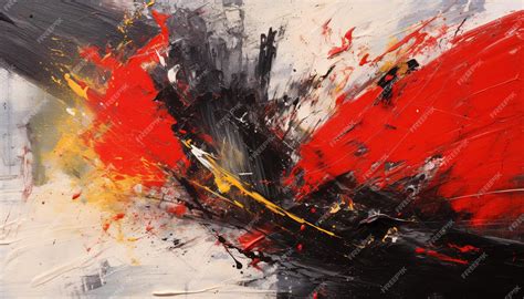 흰색 빨간색과 검은색 브러시 스트로크가 있는 추상 유화 텍스처 벽지 프리미엄 사진