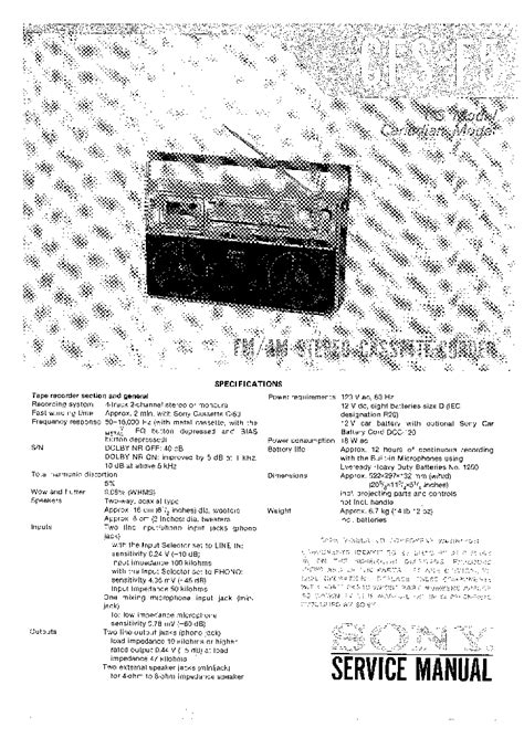 Sony Cfs F5 Sm Service Manual Download Schematics Eeprom Repair Info