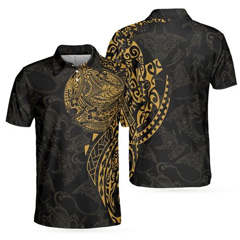 Strong And Cool Polynesian Pattern Polo Shirt Luxury Black And Gold