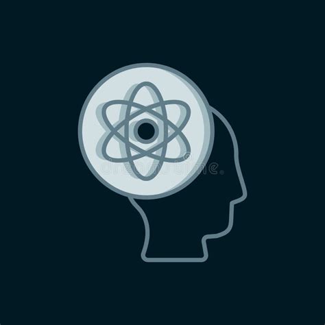 Line Atom Icon Isolated On Black Background Symbol Of Science