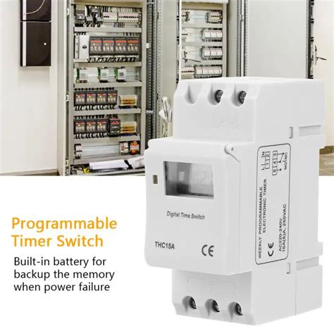 Thc15a Timer Relay Switch 220 240vac 16a Din Rail Digital Programmable