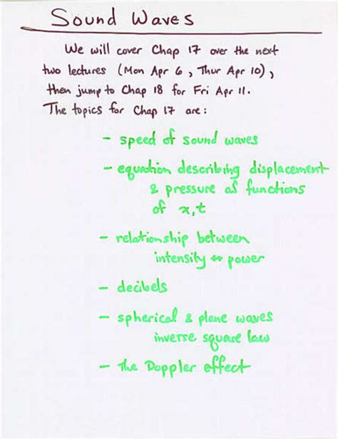 Sound Wave Physics Equations