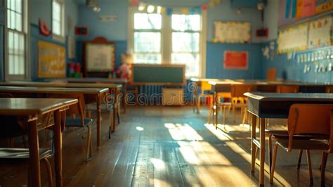 Generative Ai Photo Of Empty Elementary School Classroom Business