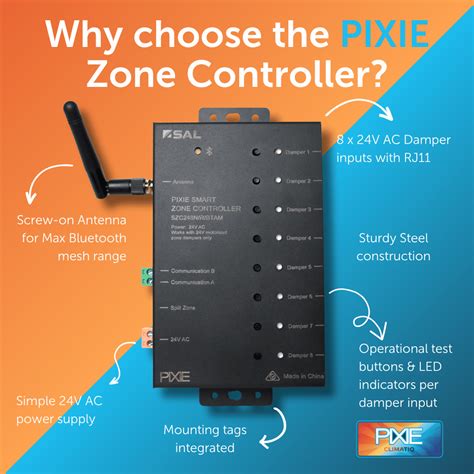 Pixie Szc248n R Btam Smart Zone Controller For 24v Ac Ducted Ac Dampers